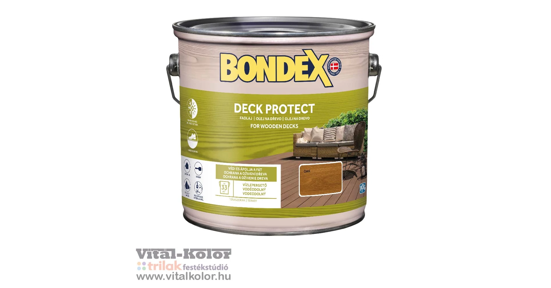 Bondex Deck Protect kültéri favédő olaj Tölgy 2.5l - vitalkolor.hu